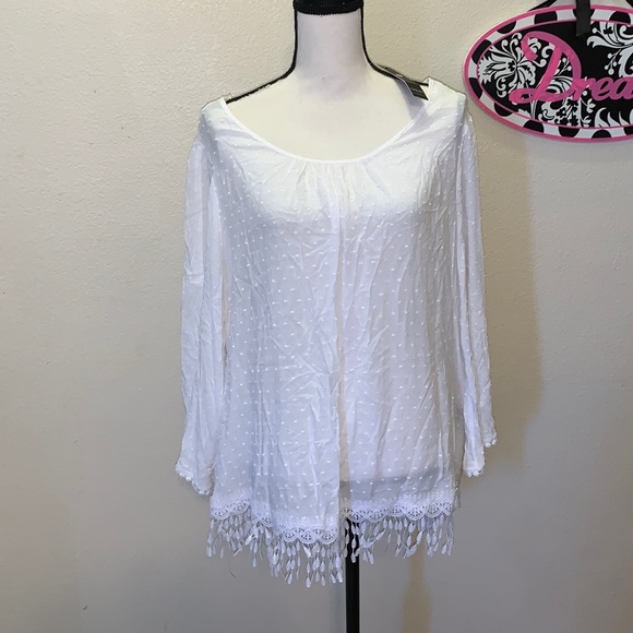 Unique Spectrum | Tops | Nwt Unique Spectrum White Popcorn Knit Long ...